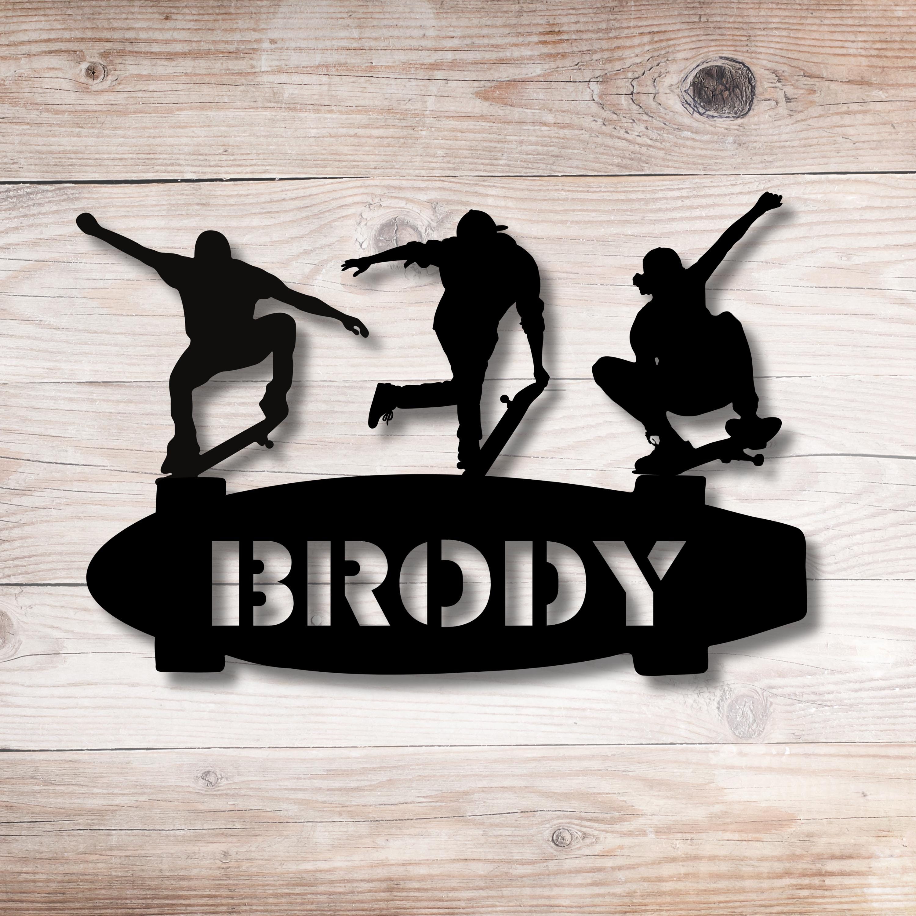 Custom Skateboarder Metal Wall Art, Personalized Teen Room Sign ...