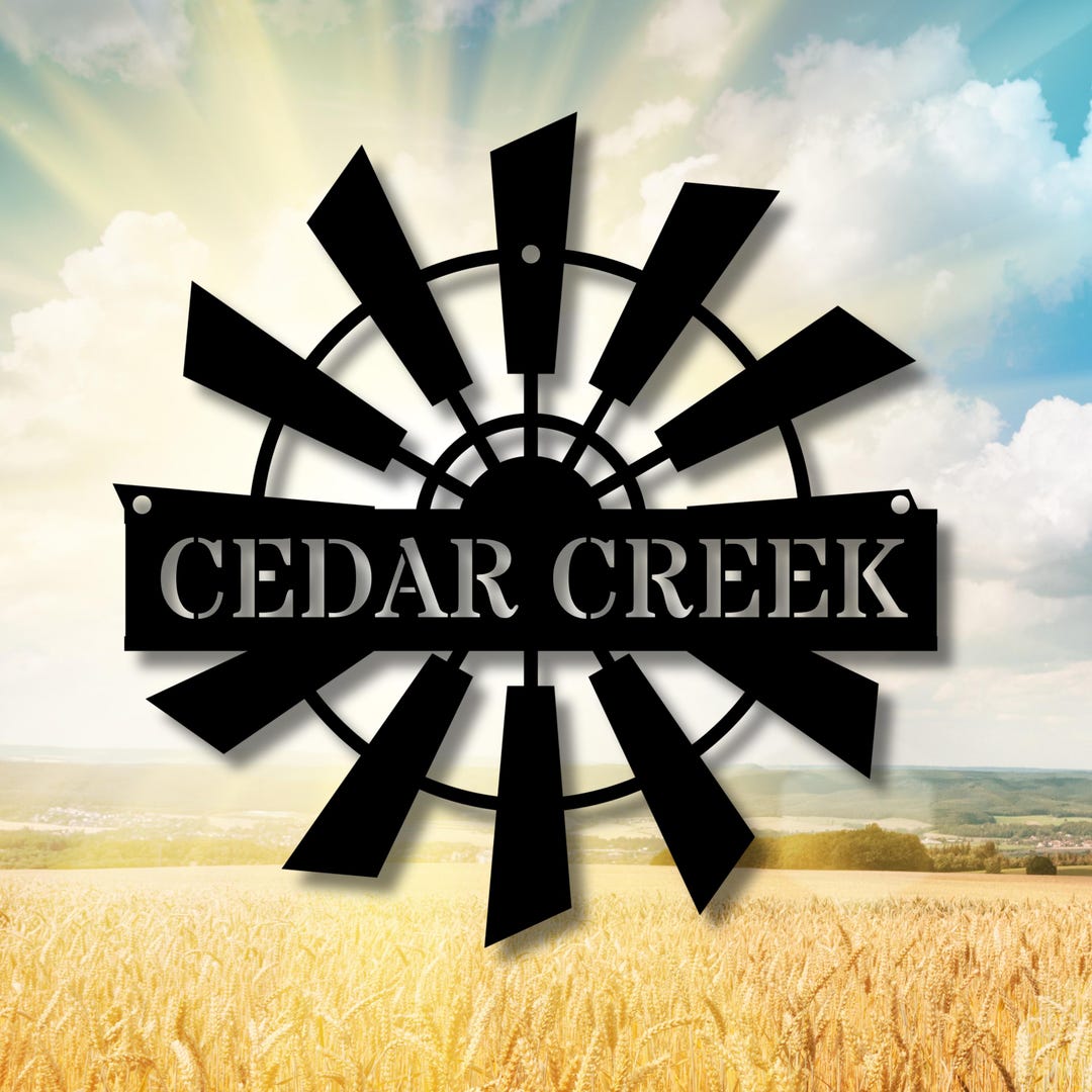 Custom Name Windmill Metal Decor, Personalized Farm Windmill Metal ...