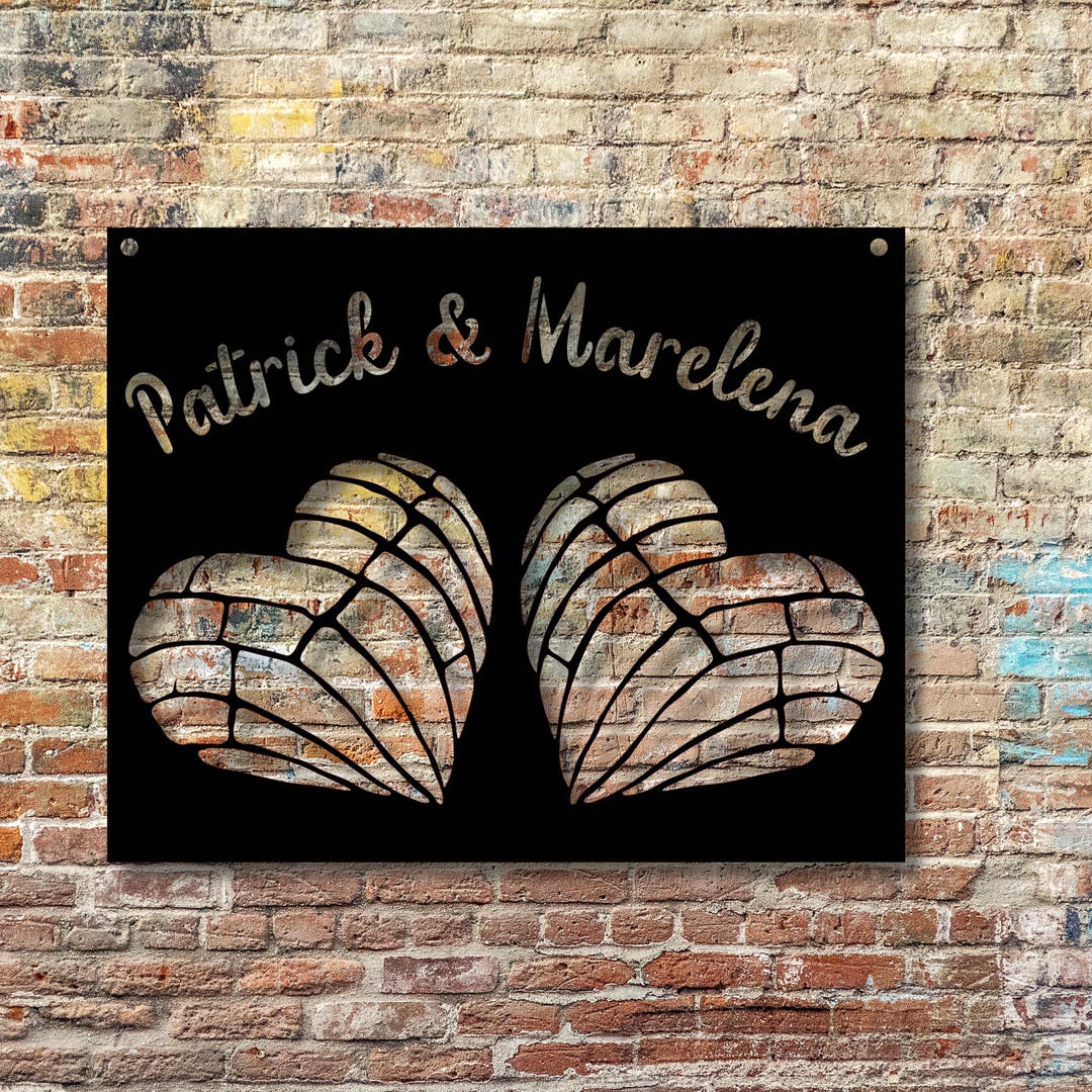 Custom Name Concha Metal Decor, Concha Pan Dulce Metal Heart Wall Art ...