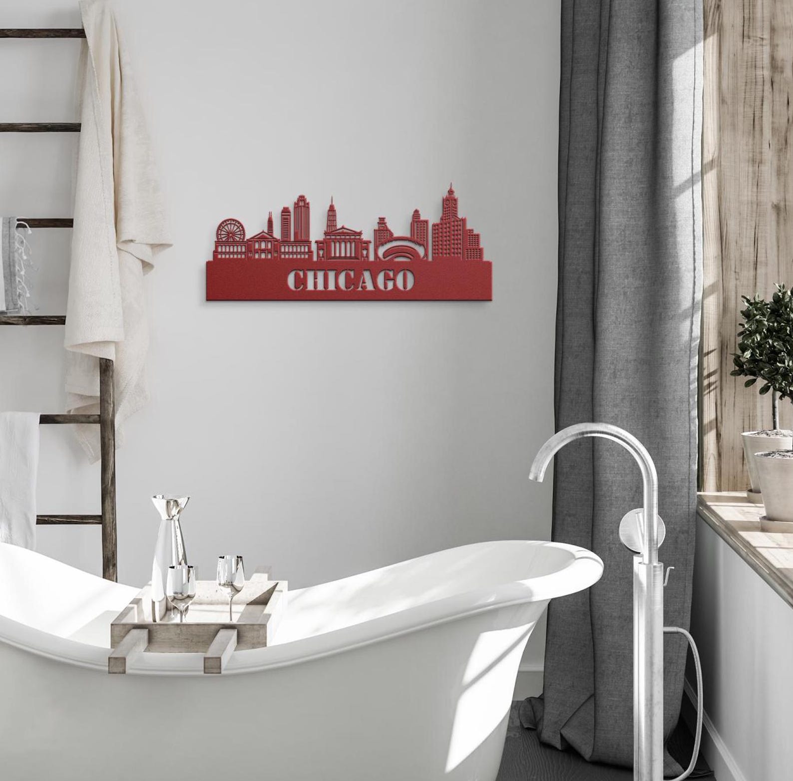 Chicago Skyline Metal Wall Art, Chicago Skyline Silhouette, Chicago ...