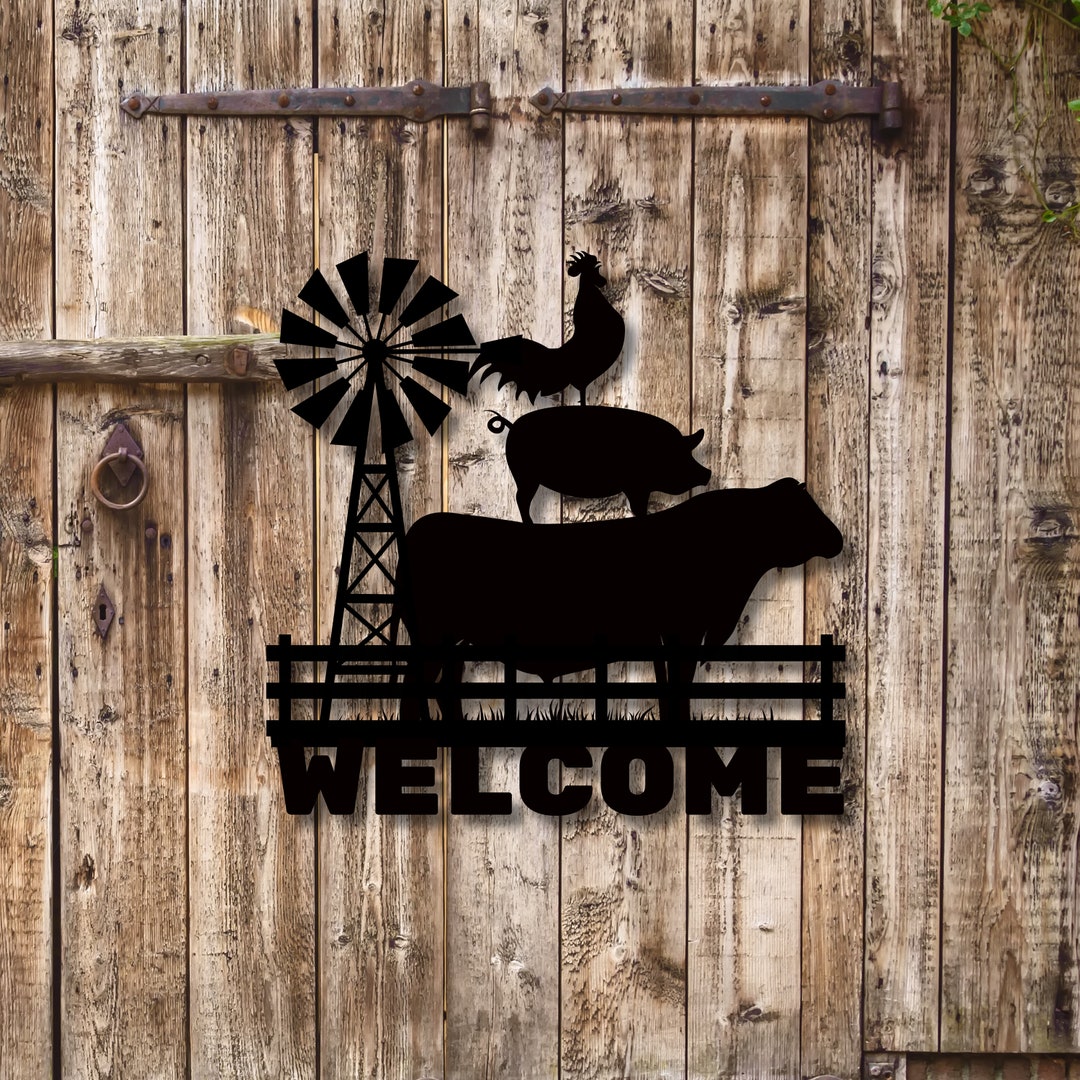 Welcome Metal Farm Animal Sign, Metal Welcome Sign for Front Porch ...