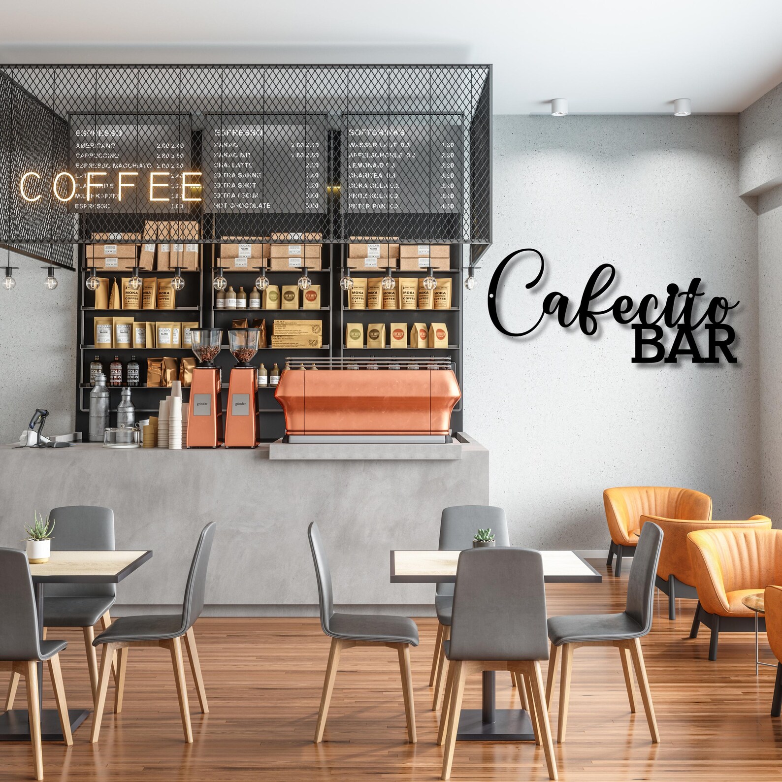 Cafecito Bar Metal Wall Art, Cafecito Bar Sign, Coffee Bar Metal Wall ...