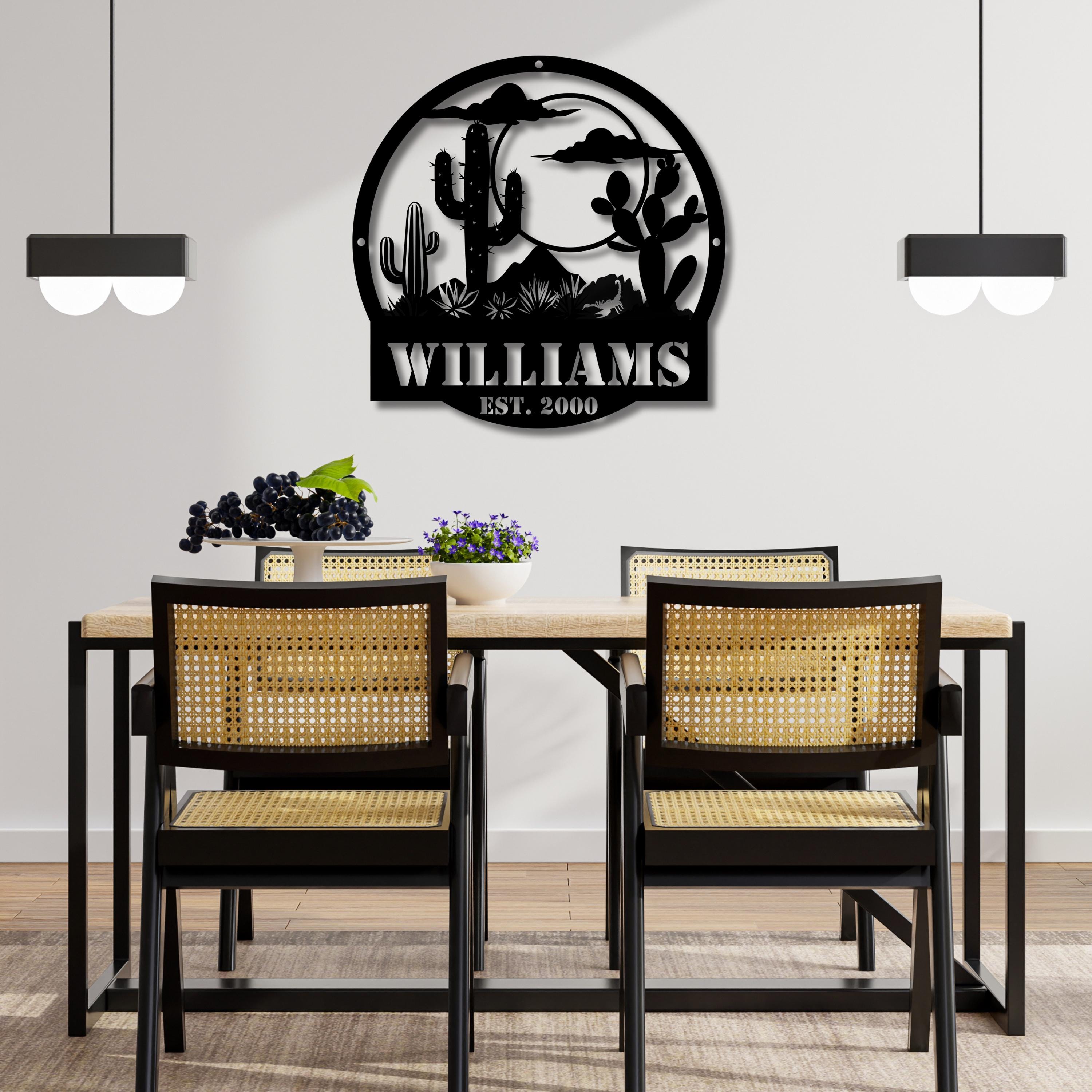 Personalized Last Name Desert Metal Sign, Cactus Desert Custom Metal ...