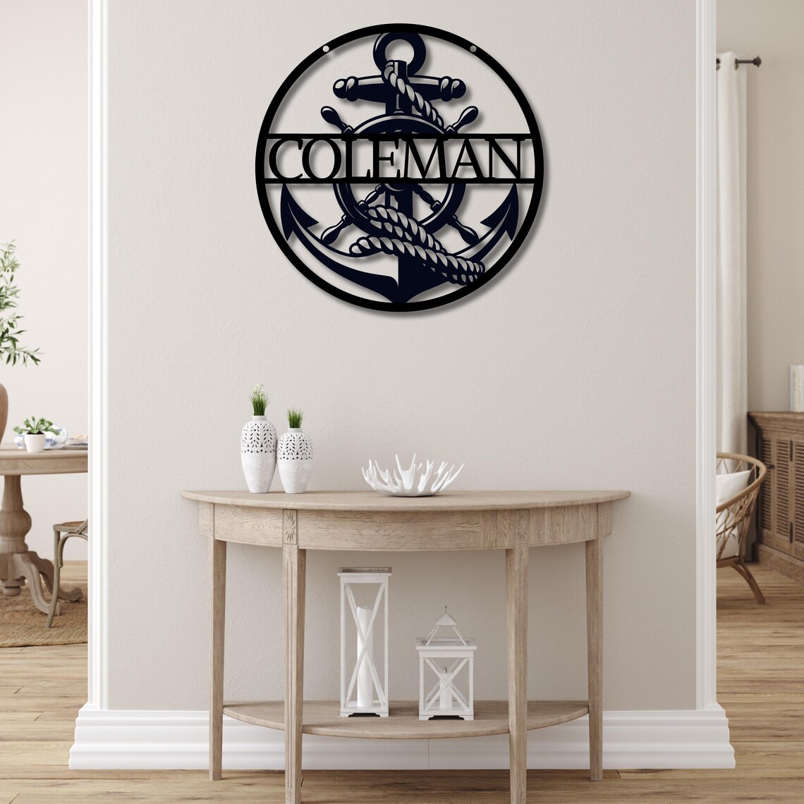 Personalized Anchor Metal Sign, Metal Family Name Sign, Front Porch ...