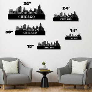 Chicago Skyline Metal Wall Art, Chicago Skyline Silhouette, Chicago ...