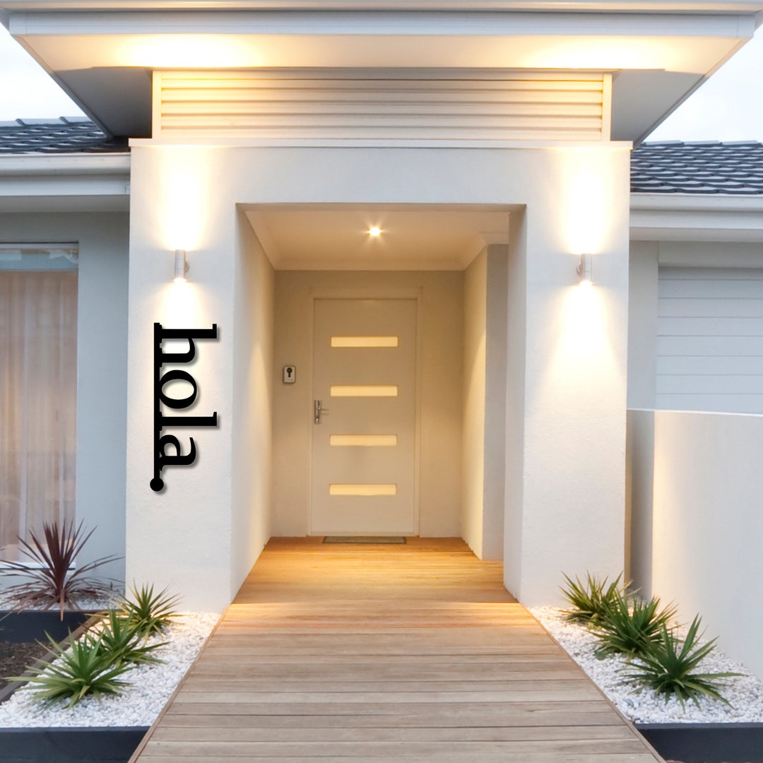 Hola Metal Wall Art, Hola Front Door Metal Sign, Metal Sign Outside ...