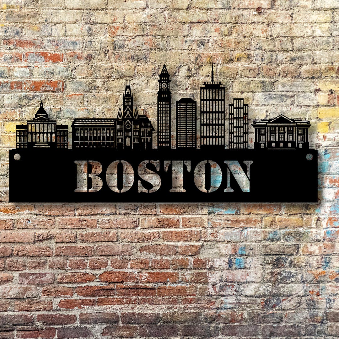 Boston City Skyline Metal Decor, Boston Wall Art, Boston Skyline ...