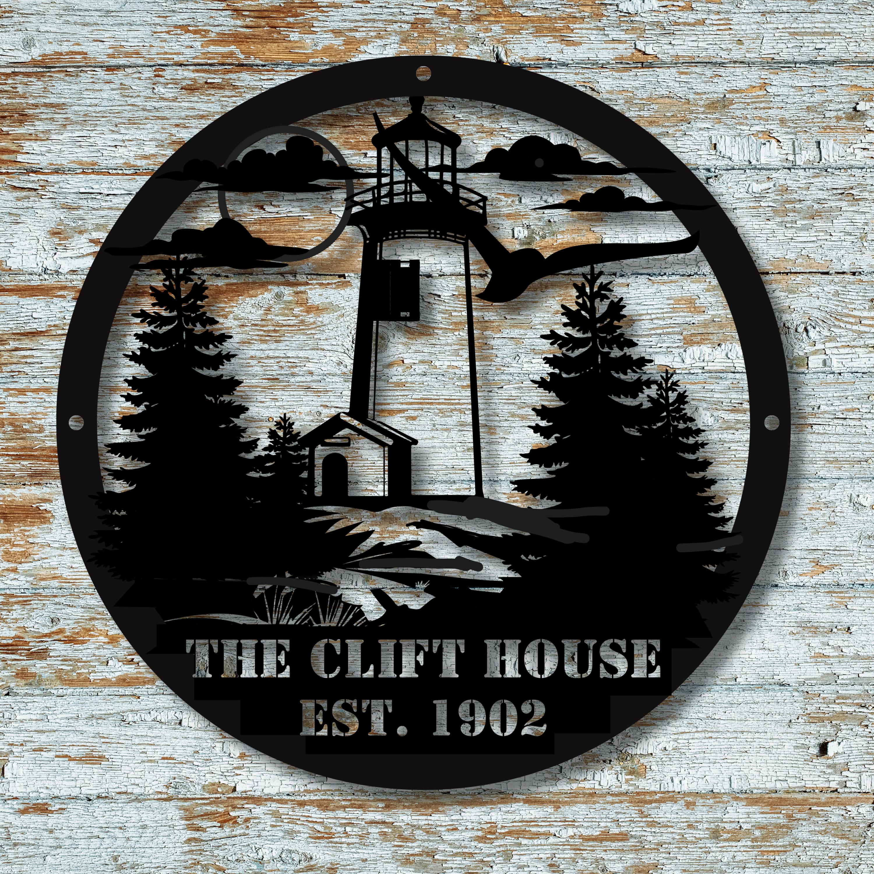 Custom Lighthouse Metal Dec, Personalized Name Lighthouse Metal Wall ...