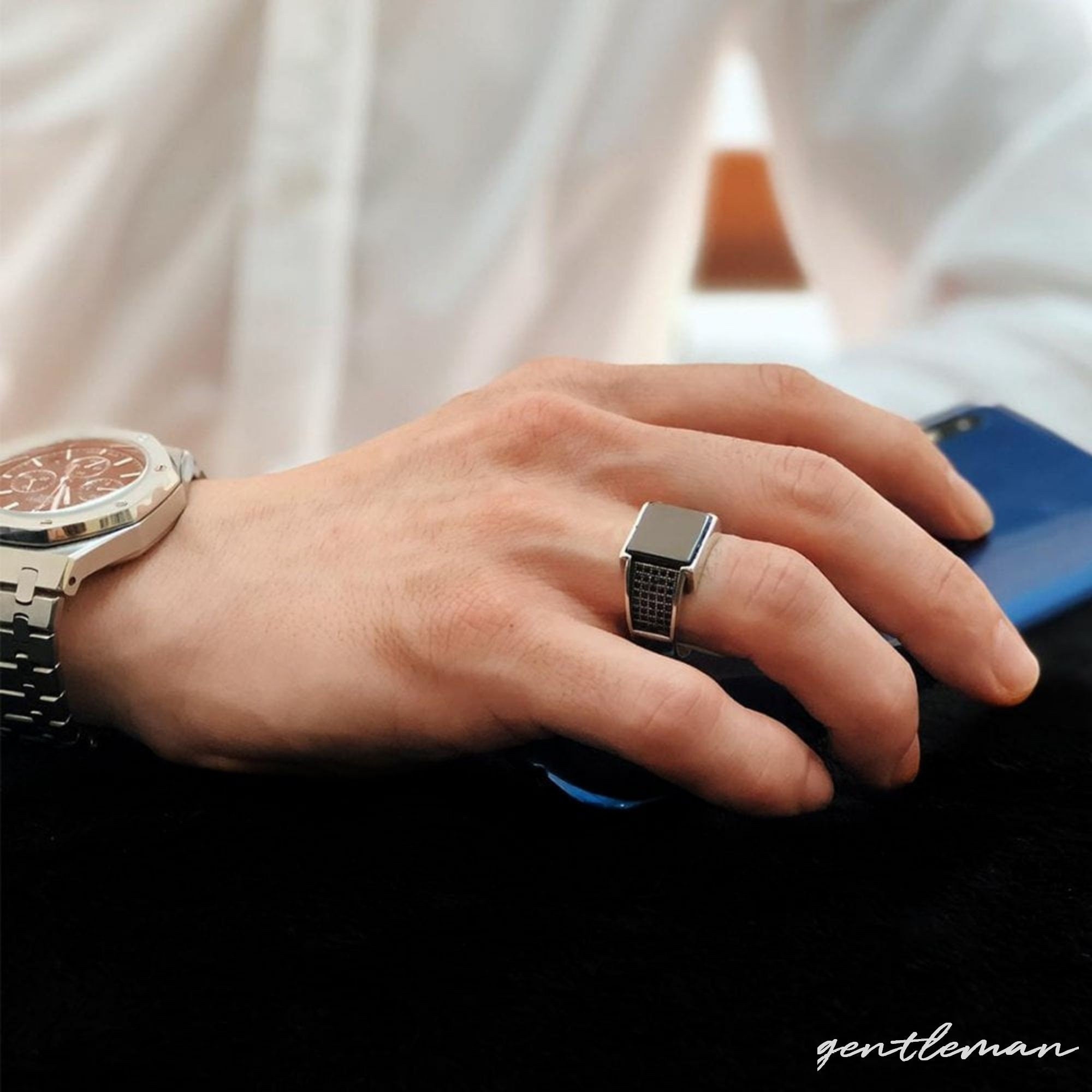 Square Onyx Men Ring Signet Onyx Man Ring Mens Handmade - Etsy