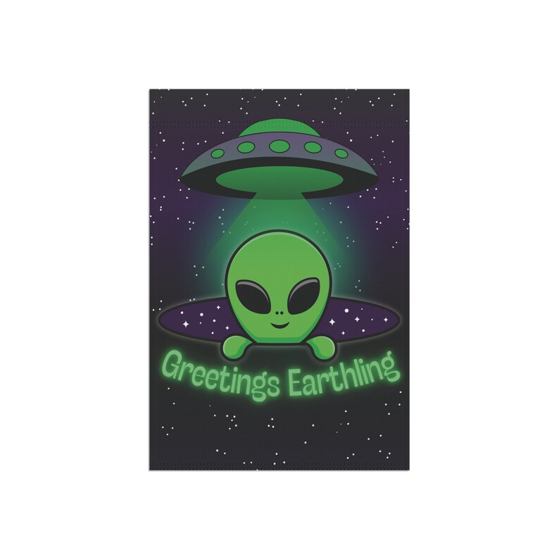 Alien Inspired Halloween Welcome Garden Flag Greetings Earthling - Etsy