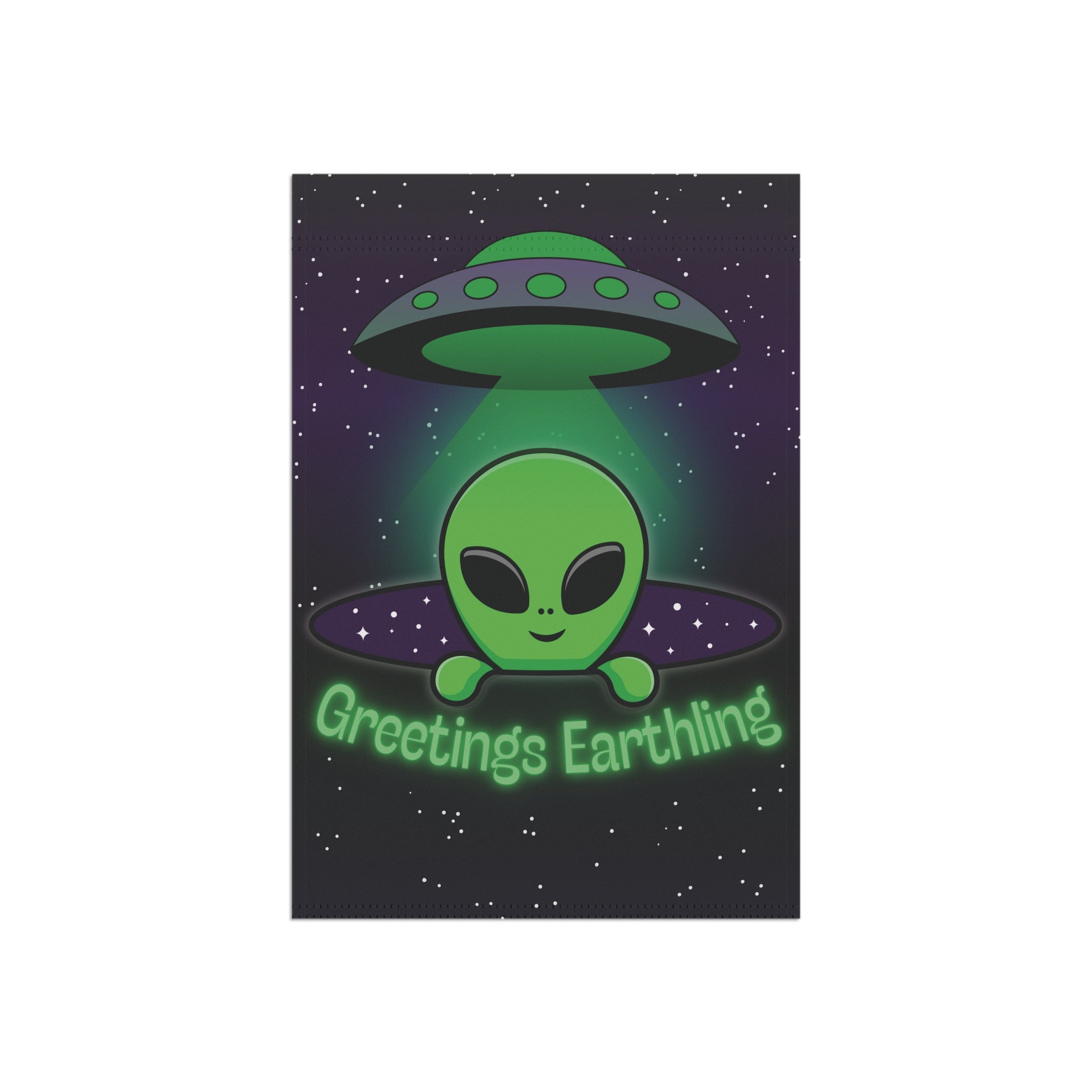 Alien Inspired Halloween Welcome Garden Flag Greetings Earthling - Etsy