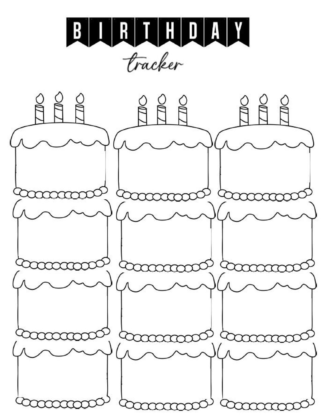 Monthly Birthday Tracker - Etsy