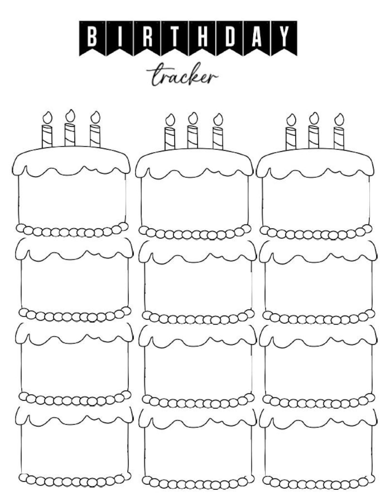 Monthly Birthday Tracker - Etsy