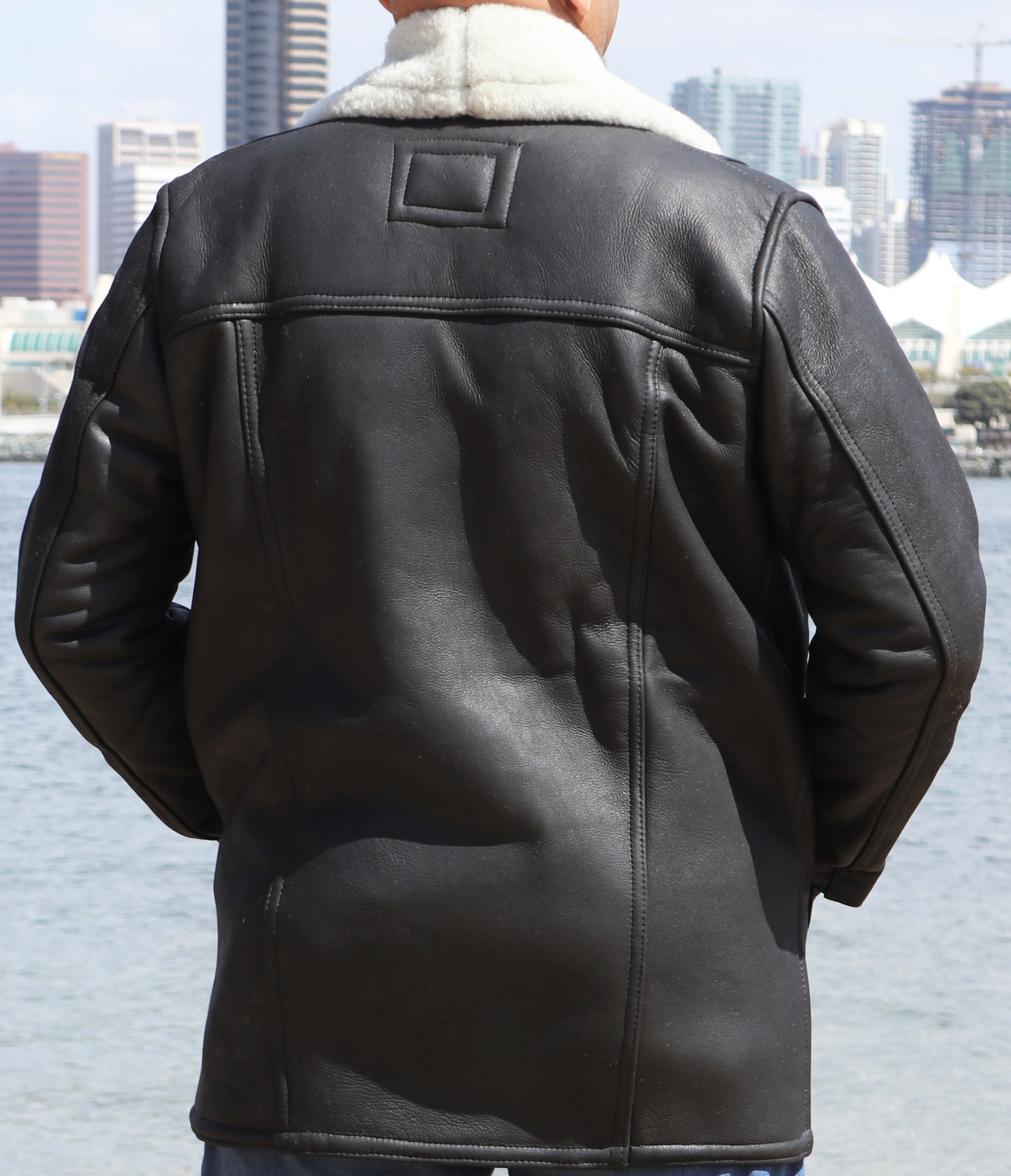 Black Lambskin Leather Jacket, Men's Shearling Interior Jacket, Black ...