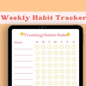 Digital Weekly Habit Tracker Planner Insert, 90s Smiley Face Theme, A4 ...