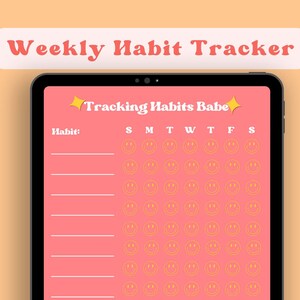 Digital Weekly Habit Tracker Planner Insert, Pink and Yellow Floral ...