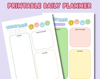 Daily Personal Planner Insert, 90's Smiley Face Nostalgia Themed, A5 ...