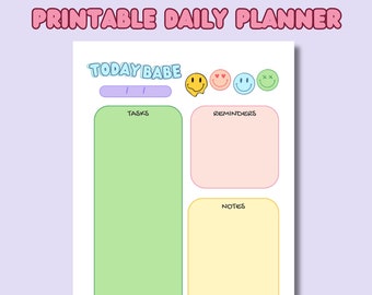Daily Personal Planner Insert, 90's Smiley Face Nostalgia Themed, A5 ...
