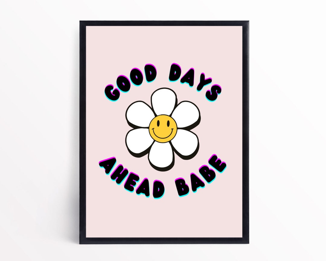 90's Smiley Face Daisy Nostalgia Themed Printable Poster, Digital ...