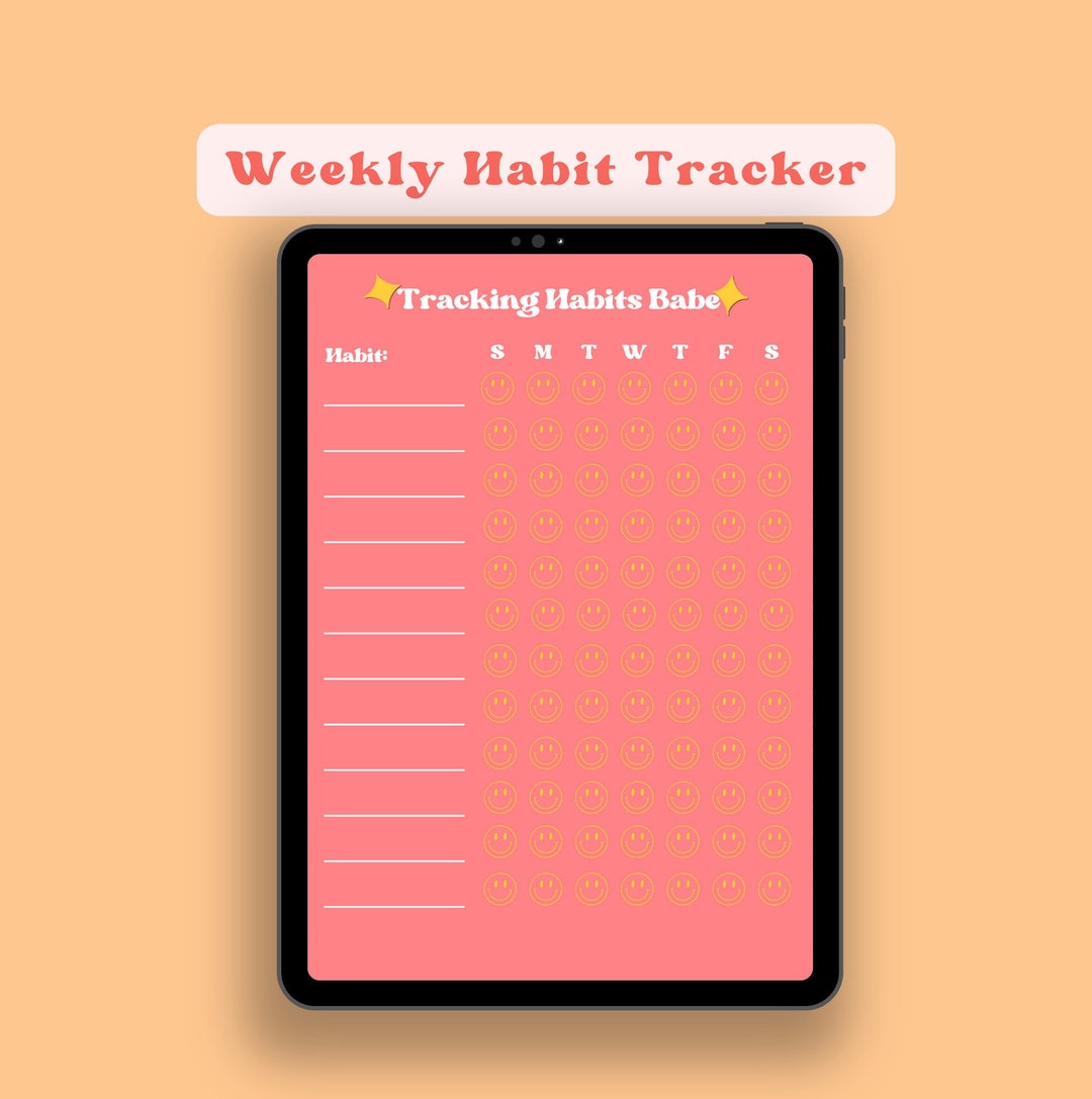 Digital Weekly Habit Tracker Planner Insert, Pink and Yellow Floral ...
