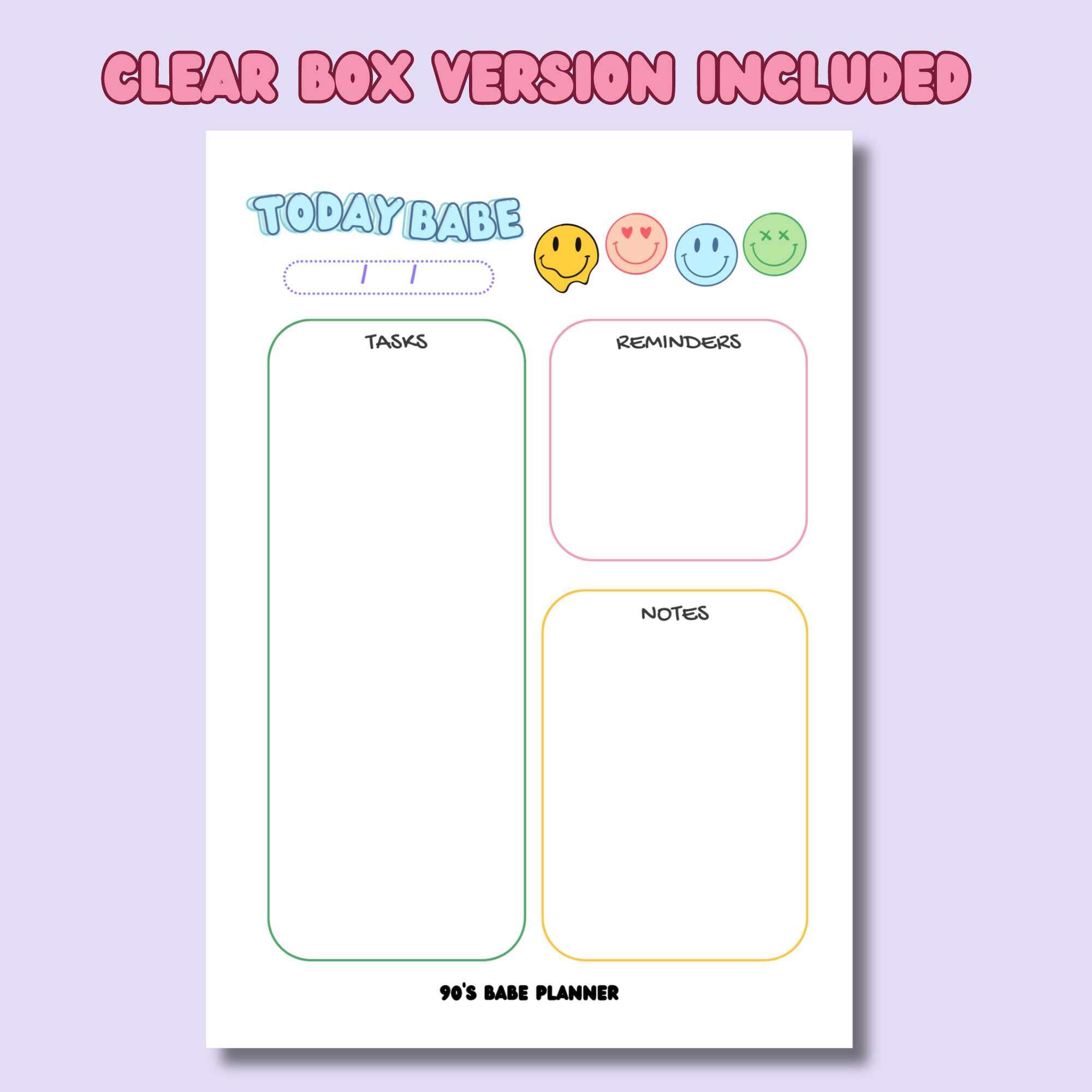 Daily Personal Planner Insert, 90's Smiley Face Nostalgia Themed A5 and ...