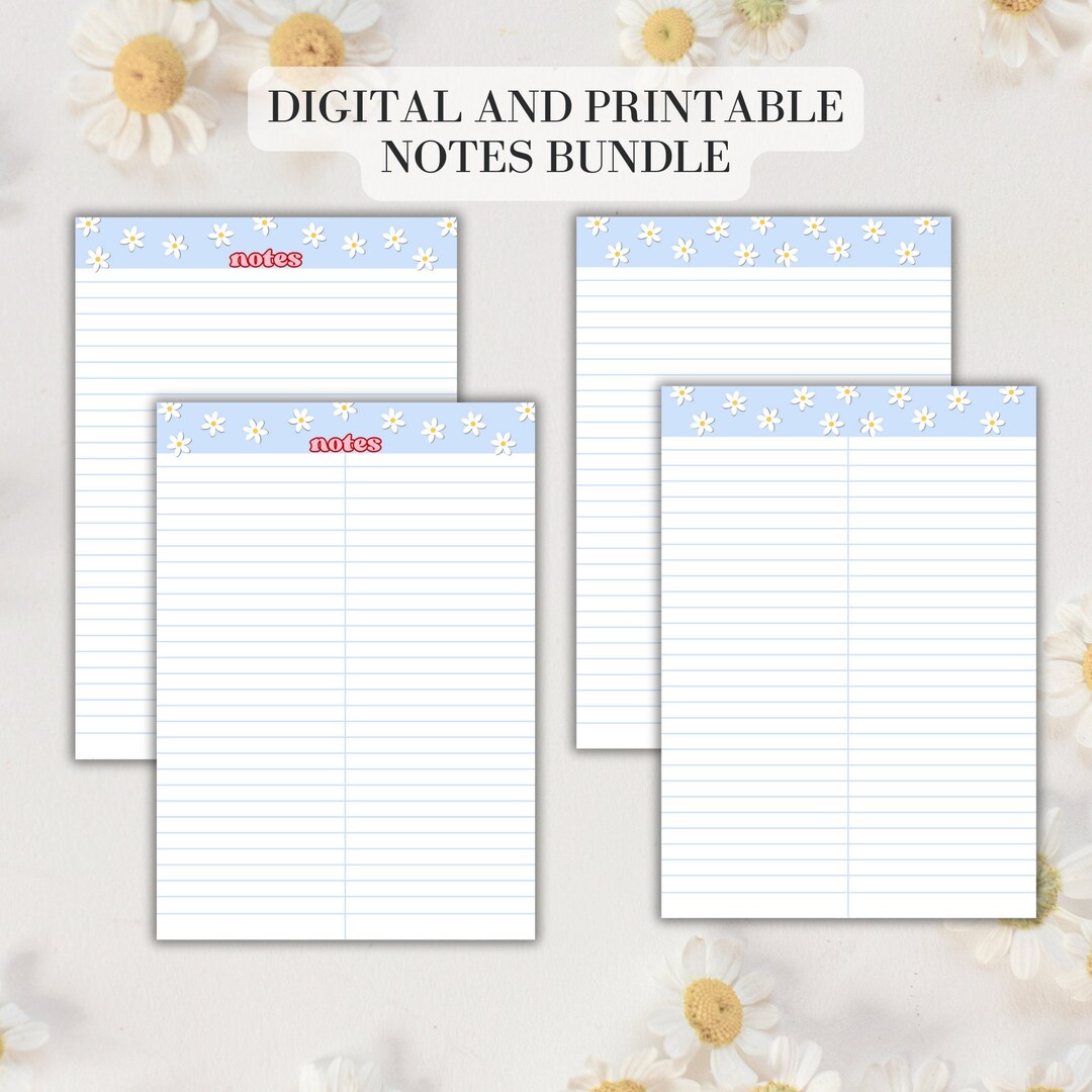 Digital Notes Bundle Planner Insert, Daisy and Mushroom Sizes A4 and A5 ...