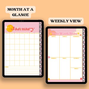 Digital Planner With Habit Tracker and Meal Planner, Undated 90s Smiley ...