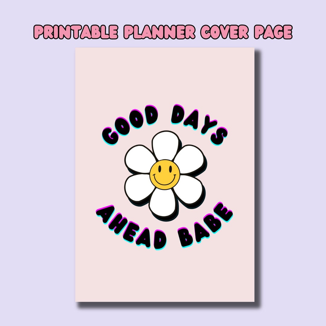 Personal Planner Cover Insert, 90's Smiley Face Daisy Nostalgia Themed ...