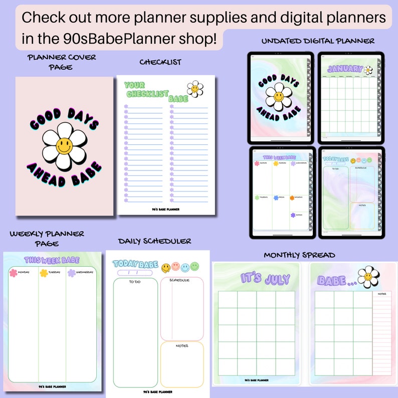 Digital Weekly Habit Tracker Planner Insert 90s Smiley Face - Etsy