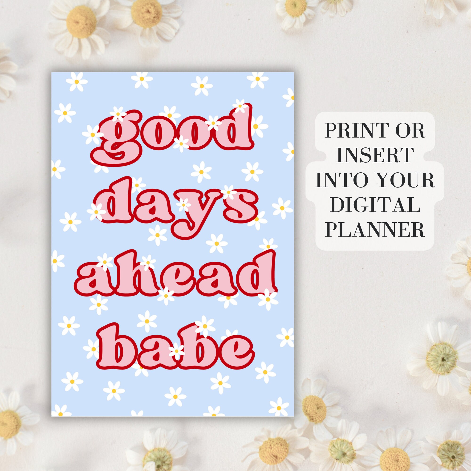 Personal Planner Cover Insert, Daisy Floral Affirmation, A5 and A4 ...