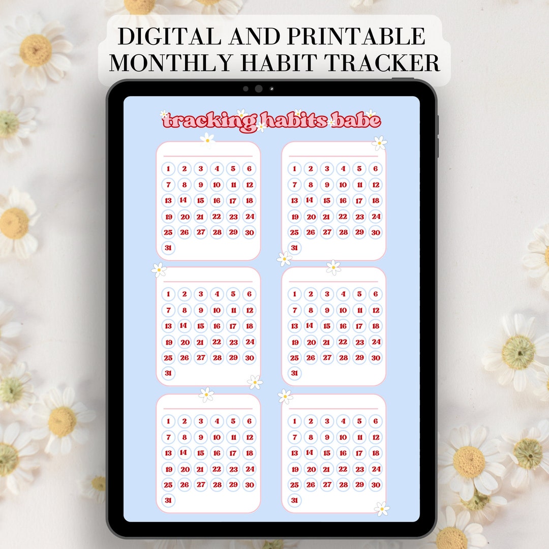 Digital Monthly Habit Tracker Planner Insert, Sizes A4 and A5, Digital ...