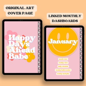 Digital Planner With Habit Tracker and Meal Planner, Undated 90s Smiley ...