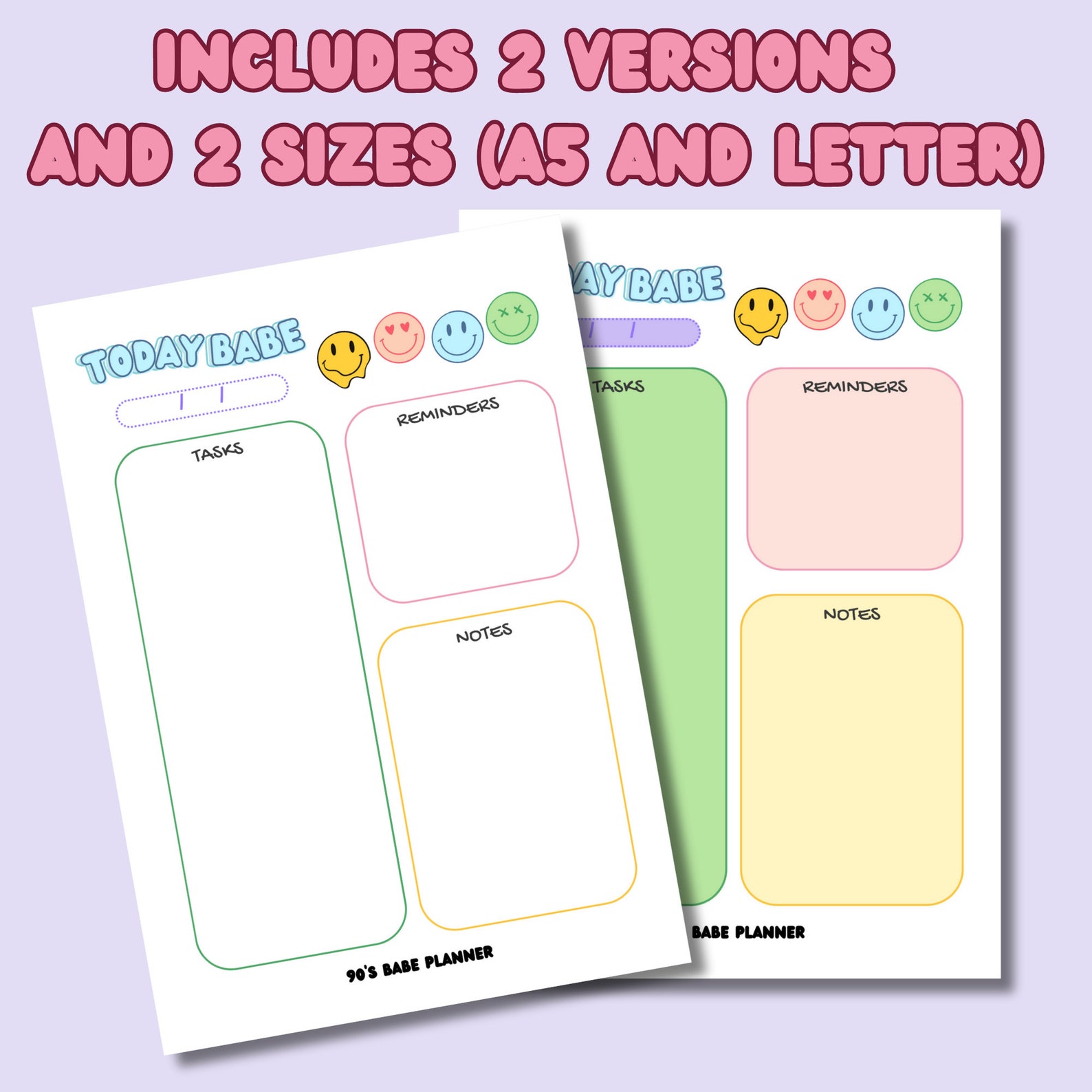 Daily Personal Planner Insert, 90's Smiley Face Nostalgia Themed, A5 ...