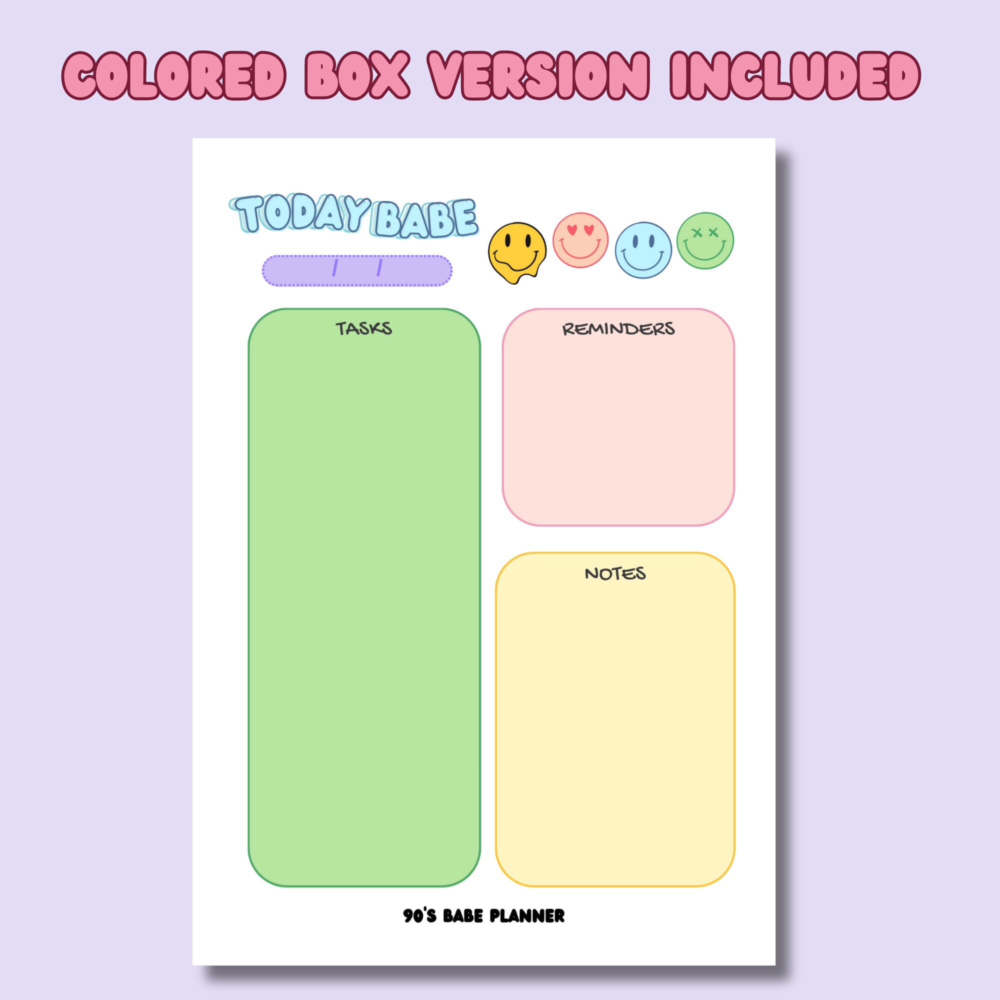 Daily Personal Planner Insert, 90's Smiley Face Nostalgia Themed A5 and ...