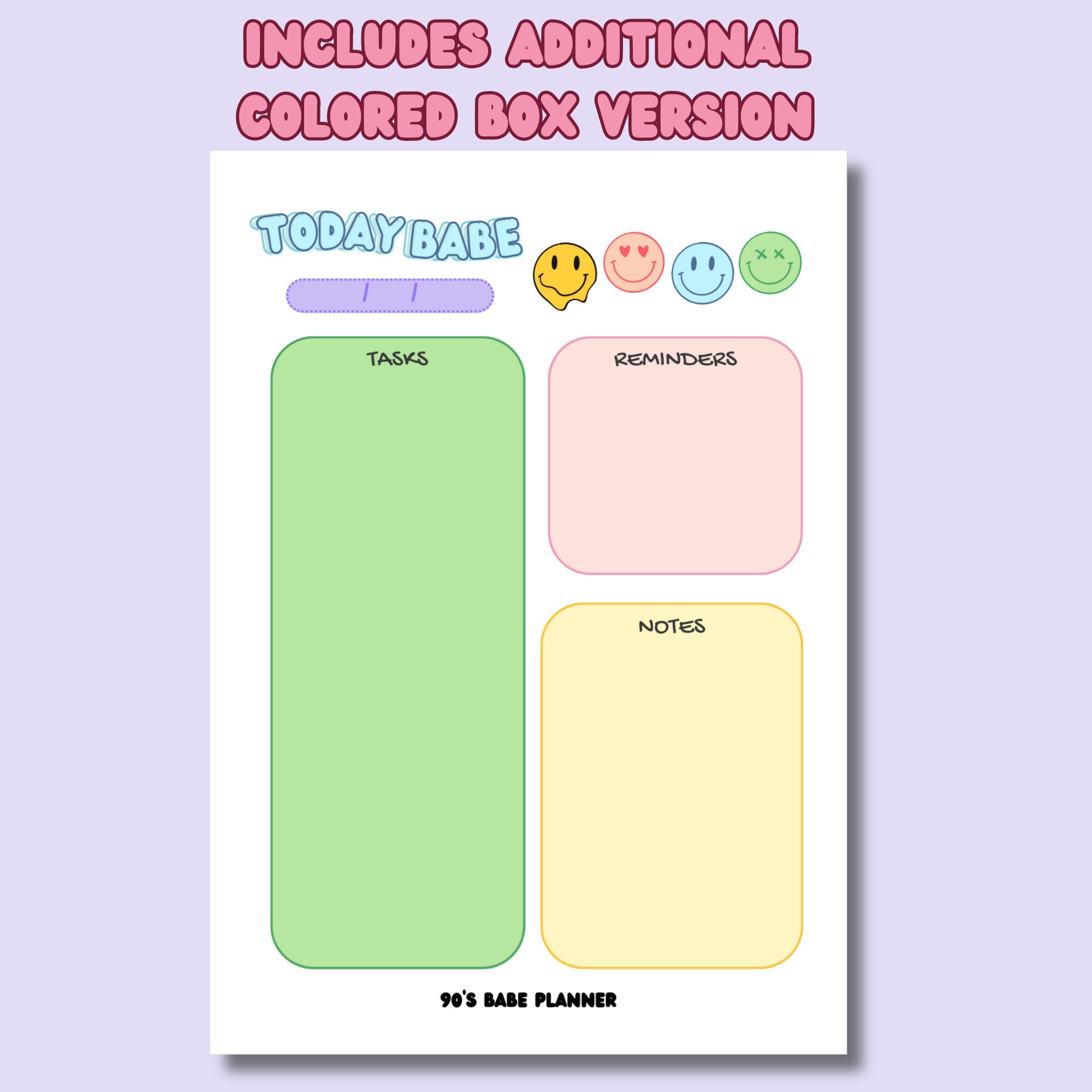 Daily Personal Planner Insert, 90's Smiley Face Nostalgia Themed, A5 ...