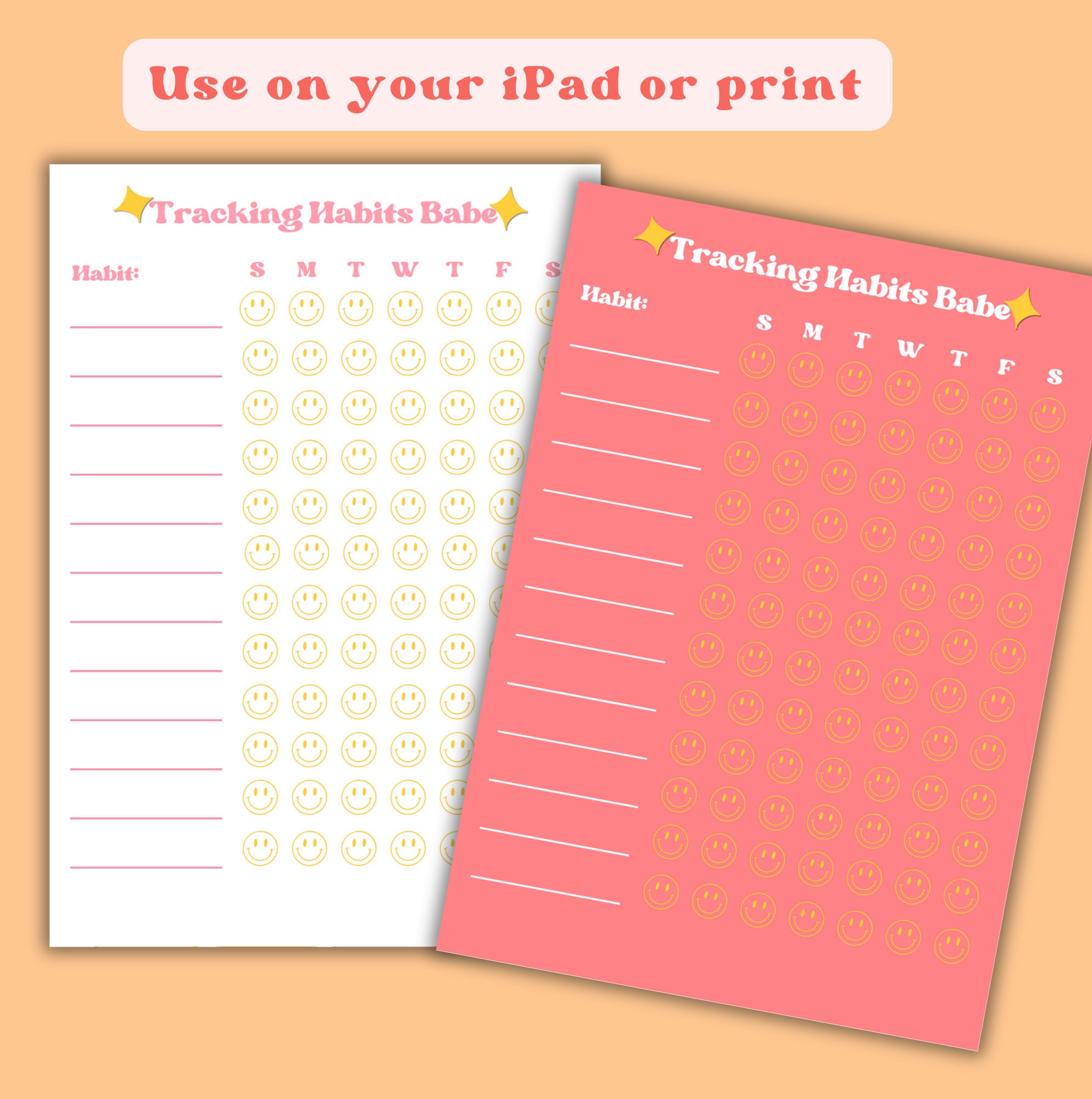 Digital Weekly Habit Tracker Planner Insert, 90s Smiley Face Theme, A4 ...