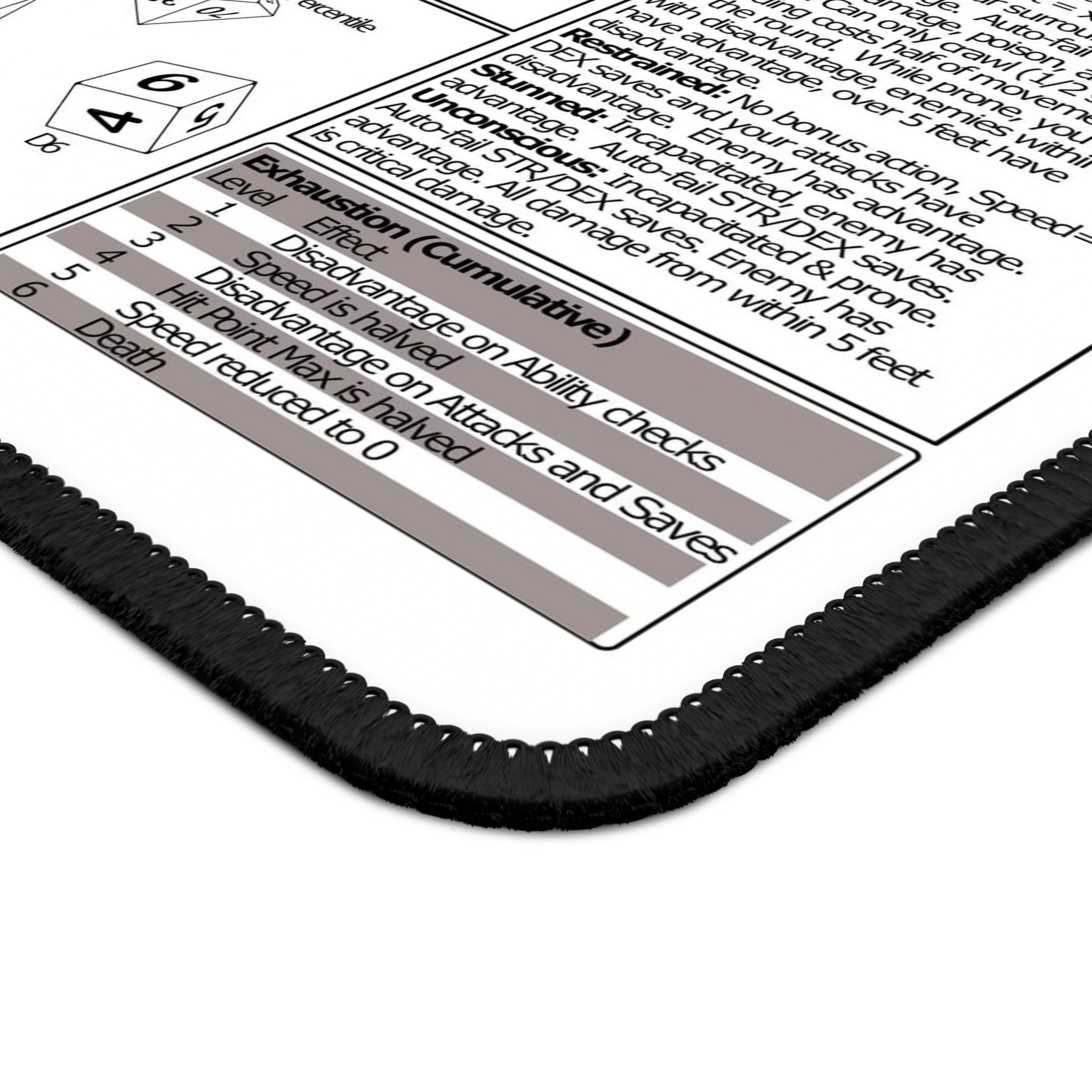 DnD 5e Player Cheat Sheet Gaming Mouse Pad / RPG / DnD / Gaming ...