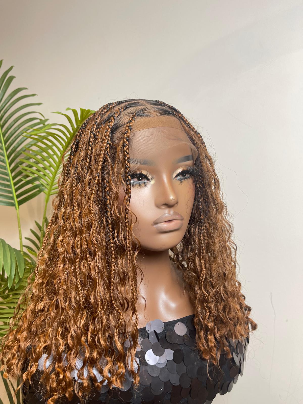 Handmade Boho Braided Lace Wig, Curly Human Hair, Alopecia Solution ...