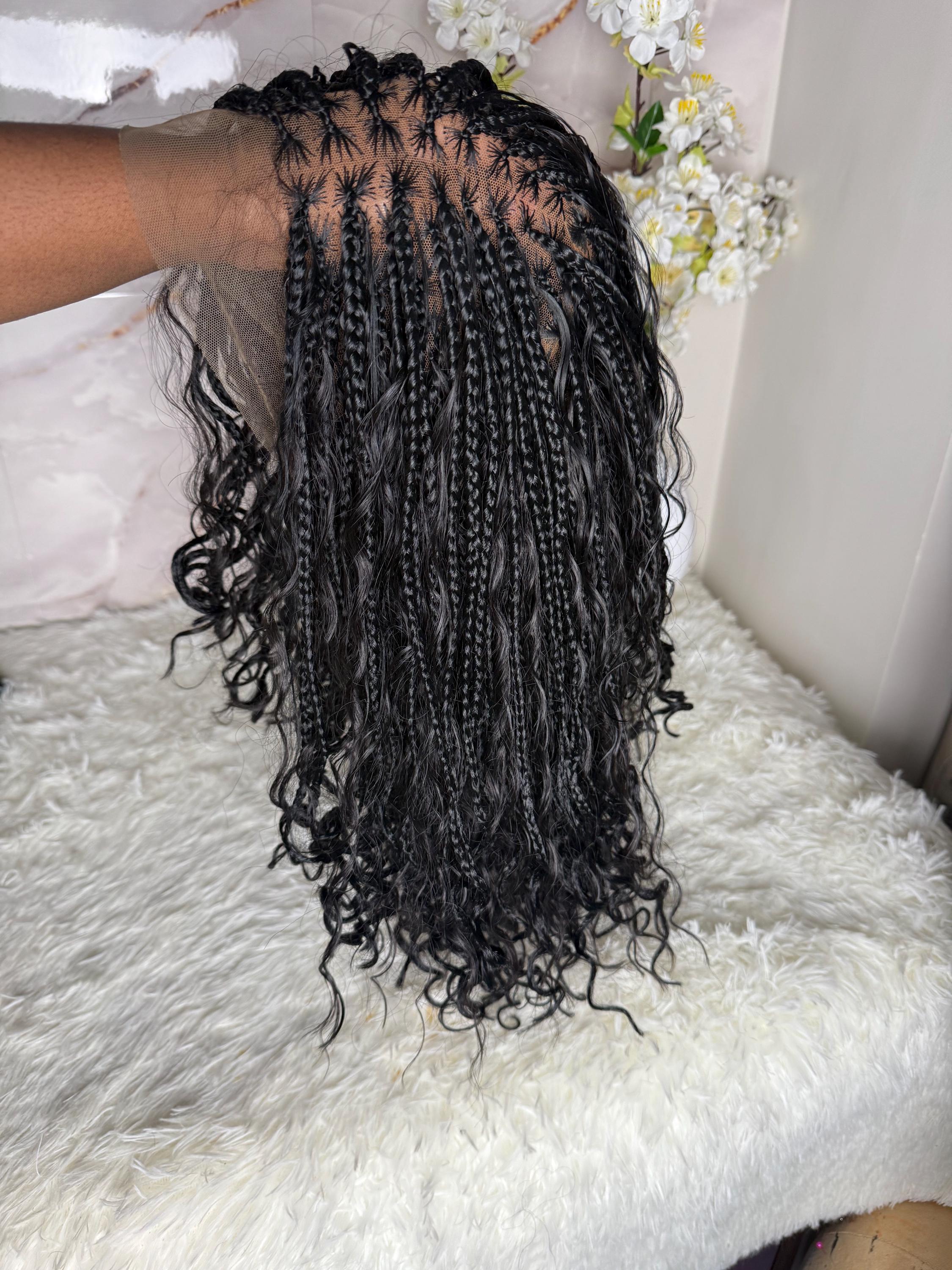 Handmade Boho Braided Lace Wig, Curly Human Hair, Alopecia Solution ...