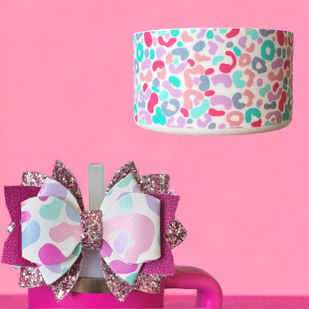 Colorful Leopard Bow & Boot Bundle Silicone Boot Stanley/simple Modern ...