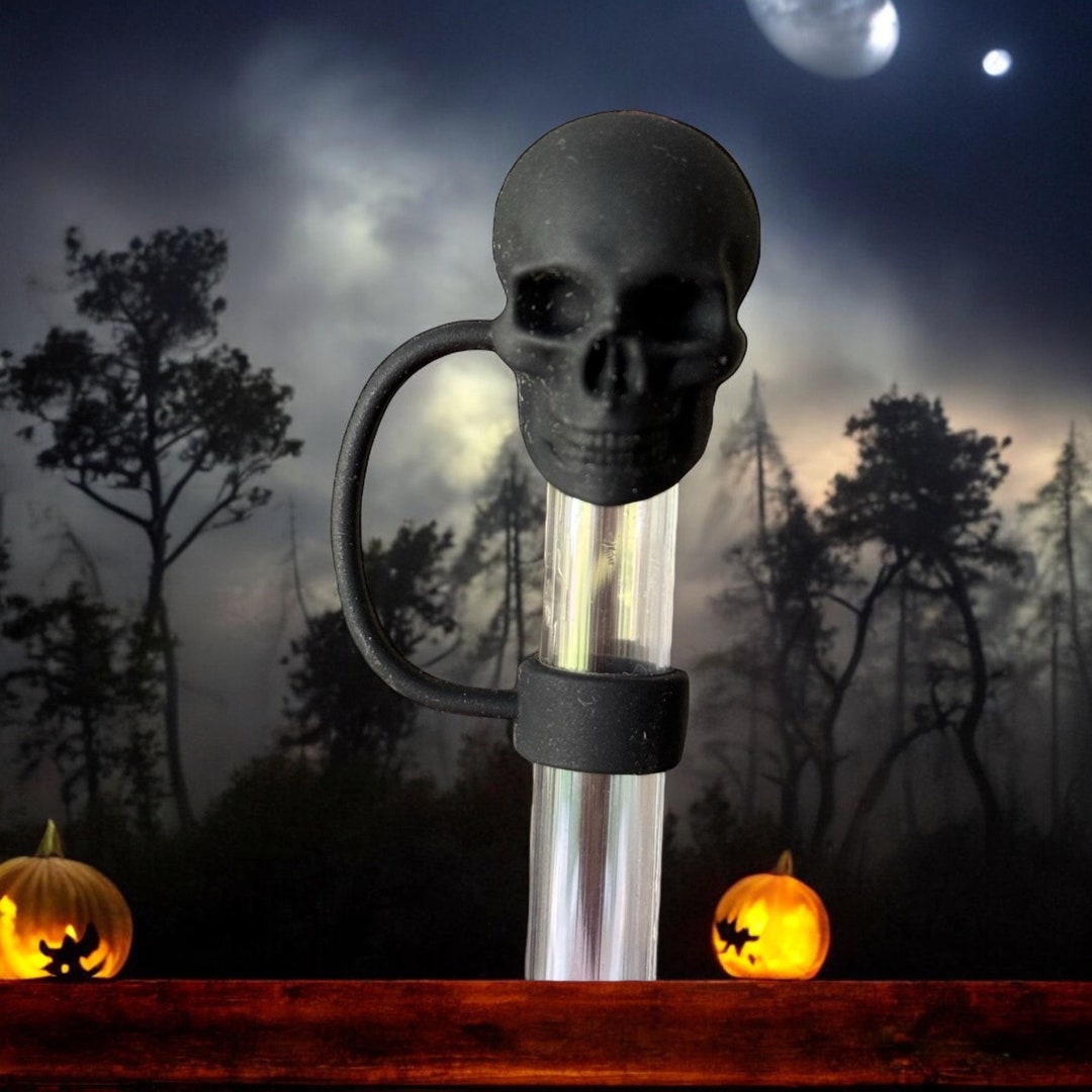 Black Skull Straw Topper 10mm - Etsy