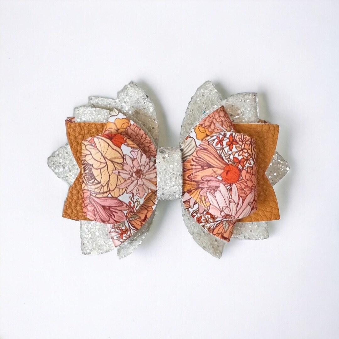 Orange Floral Bow | Fits: Stanley, Simple Modern, and Brumate - Etsy