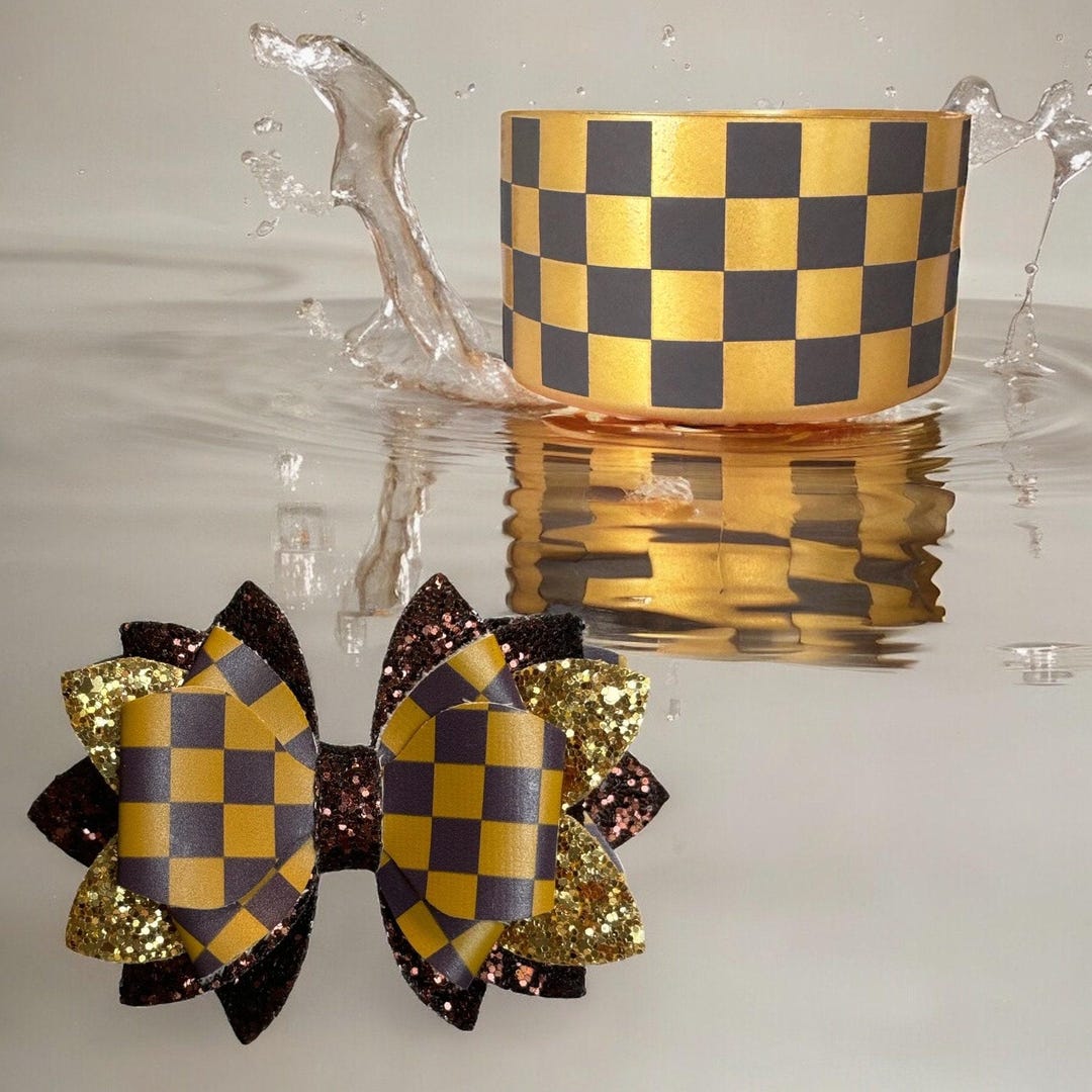 Chocolate Checks Bow & Boot Bundle | Silicone Boot - Etsy