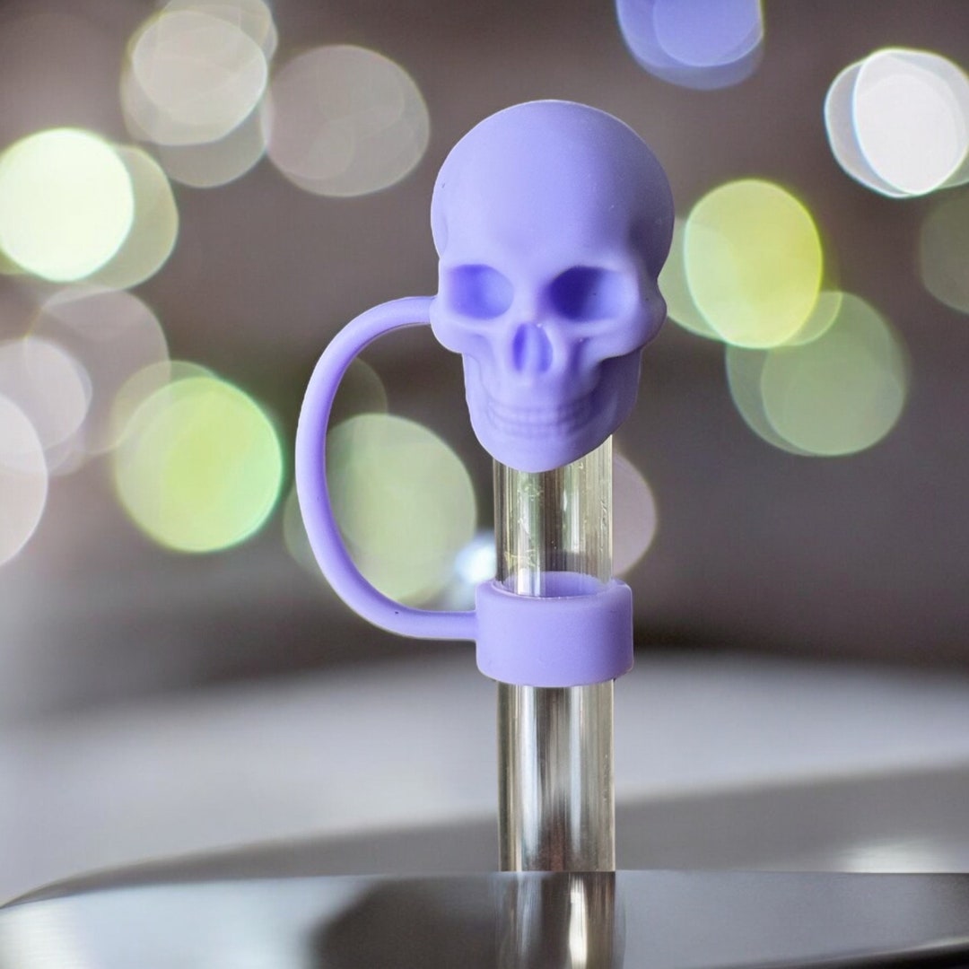 Purple Skull Straw Topper 10mm - Etsy
