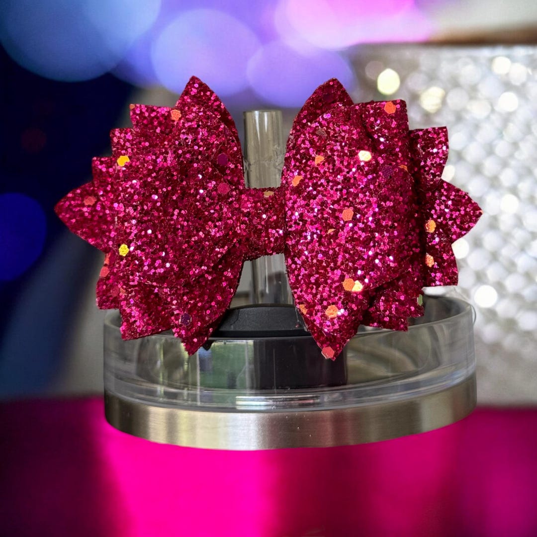 Magenta Sparkle Bow Fits: Stanley/simple Modern/brumate/hydrojug - Etsy