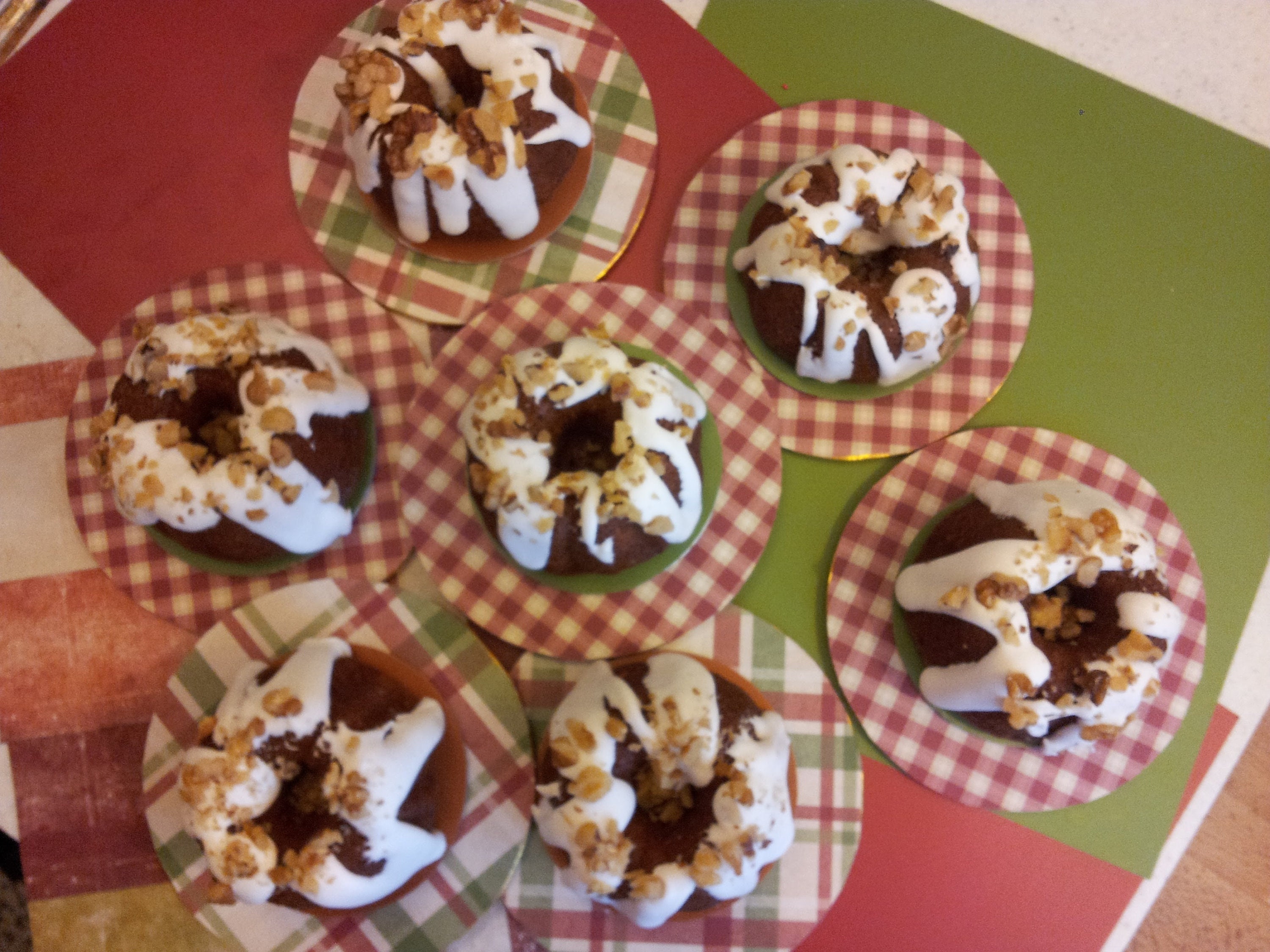 Mini Spice Bundt Cake With Ginger Glaze Topping and Walnuts (include ...