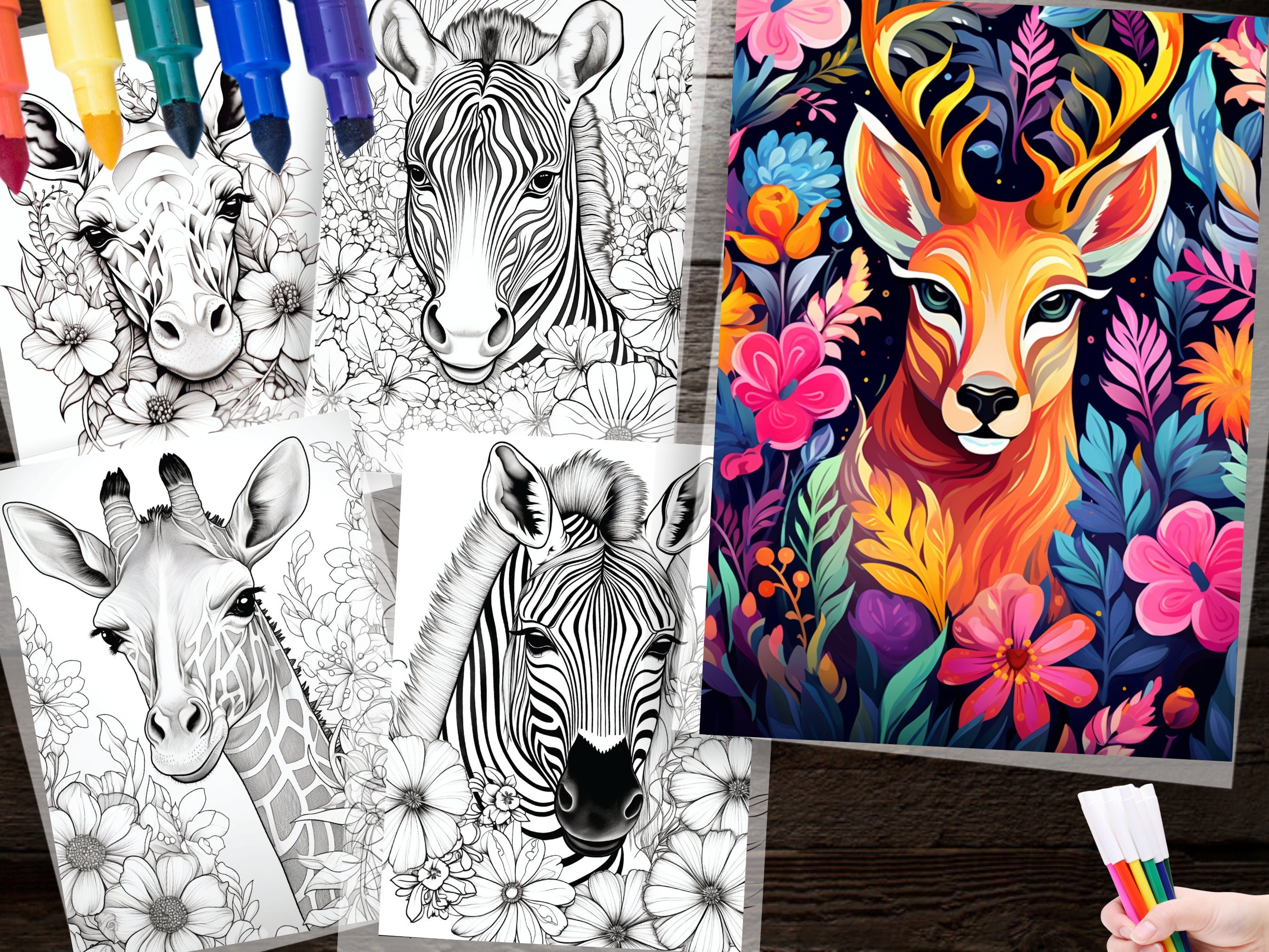 200 Safari Animal Coloring Pages Printable Jungle Wildlife Drawings for ...