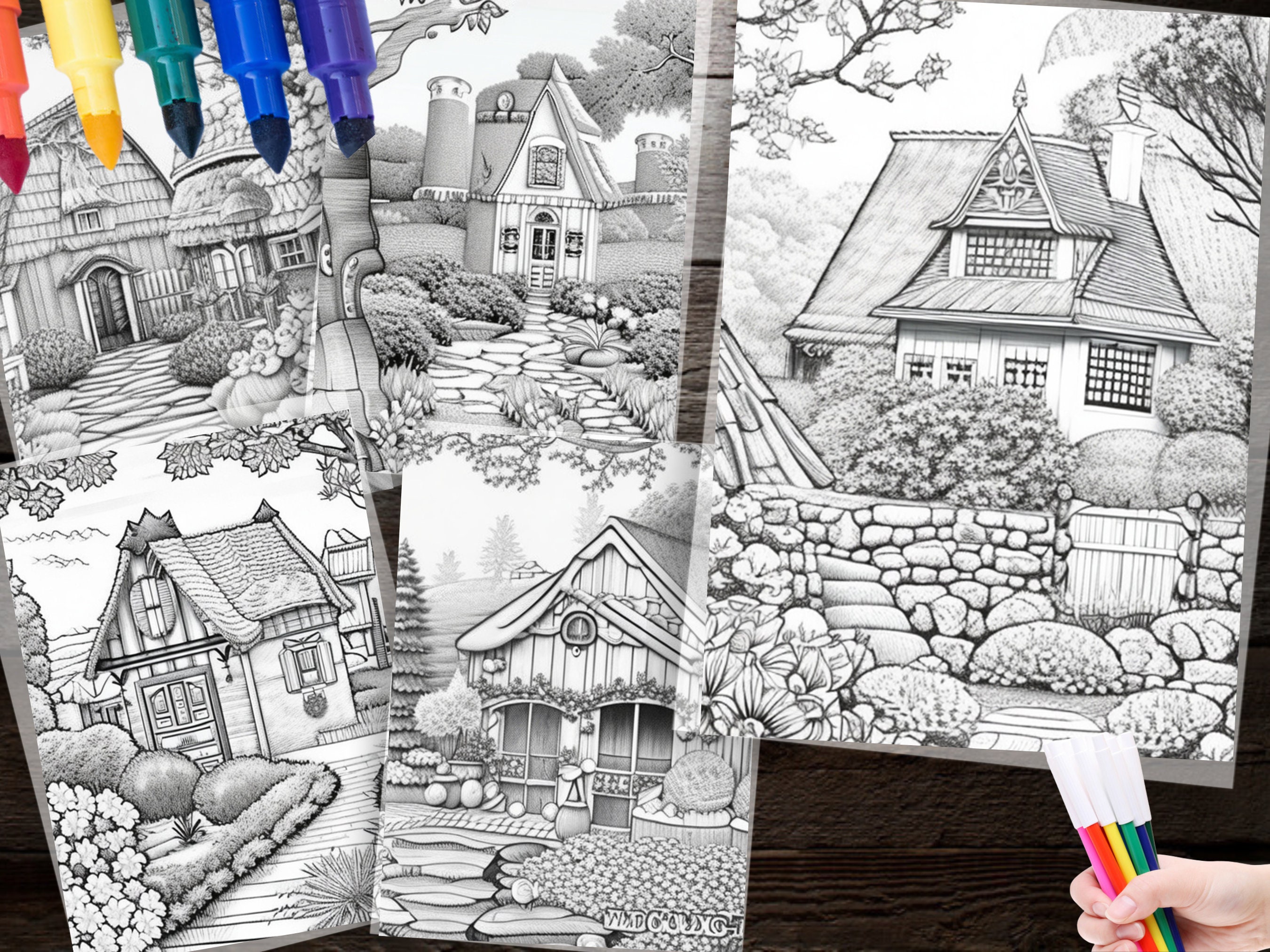 280 Fantasy Village Coloring Pages Printable Digital Download for ...