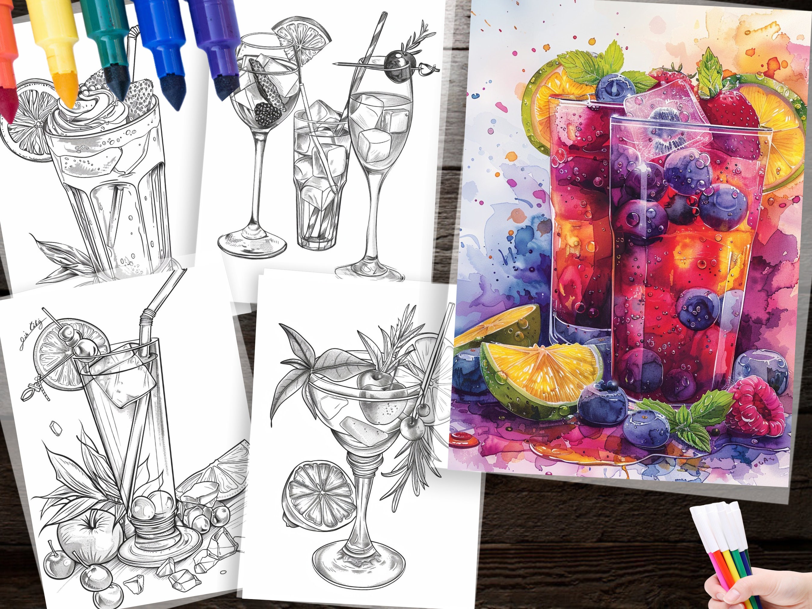 130 Summer Drinks Printable Coloring Pages for Relaxation & Fun Instant ...