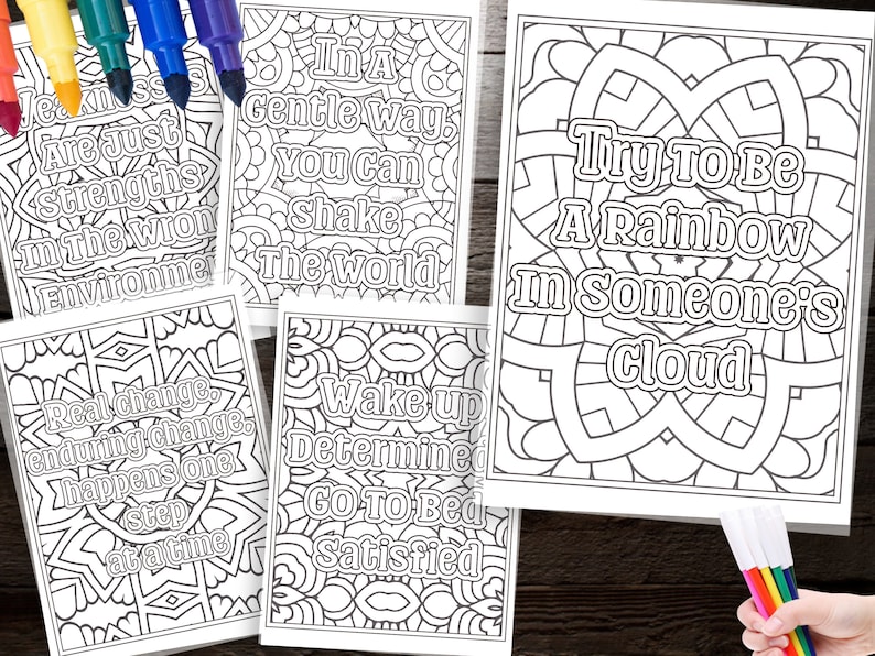 Inspirational Quotes Coloring Pages - Relaxing and Motivational Sayings ...